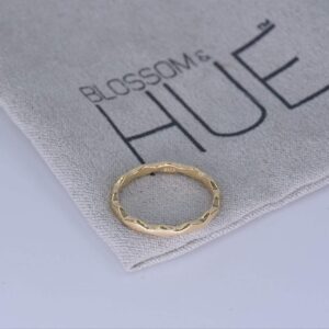 BLOSSOM & HUE Stackable Ring [18K Gold Dipped .925 Sterling Silver] Dainty Edgy Eternity Ring [Size 8] - Minimalist Milgrain Stacking Band [Hypoallergenic]