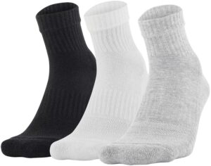 under armour adult training cotton quarter socks, multipairs , true gray heather assorted 2 (3-pairs) , medium