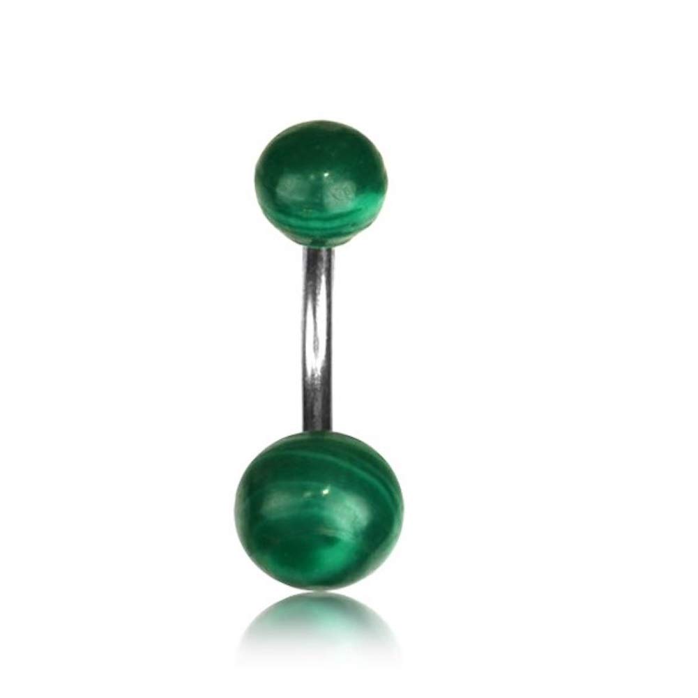 Earth Accessories Turquoise or Green Malachite Belly Button Ring Piercing for Women - Navel Belly Button Rings with Surgical Steel