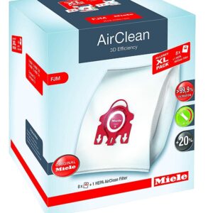 Miele Original Allergy XL Pack AirClean 3D FJM Vacuum Cleaner Bags, 8 x Bags, 1 x HEPA Filter