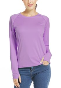 willit women's upf 50+ sun protection shirt long sleeve spf uv shirt rash guard swim hiking fishing tops lightweight purple m