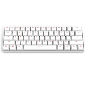 corn anne pro 2 mechanical gaming keyboard 60% true rgb backlit - wired/wireless bluetooth 5.0 pbt type-c up to 8 hours extended battery life, full keys programmable (gateron red, white)