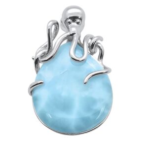 closeoutwarehouse larimar oval hanging octopus pendant sterling silver