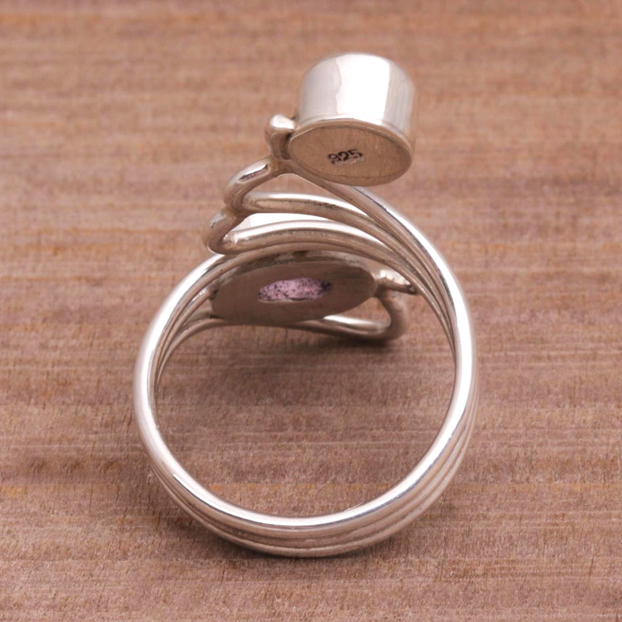 NOVICA Artisan Handmade Amethyst Pearl Ring Sterling Silver Purple White Multi Stone Wrap Indonesia Birthstone [crownbezel 1 in L x 0.5 in W x 0.2 in H Band Width 5 mm W] ' Pure in Heart'