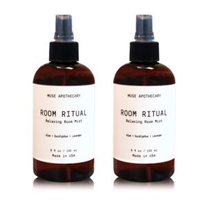 muse apothecary room ritual - aromatic and relaxing room mist, 8 oz, infused with natural essential oils - aloe + eucalyptus + lavender, 2 pack