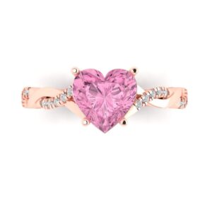 clara pucci 2.19 ct heart cut criss cross solitaire halo pink simulated diamond designer bridal engagement ring 14k rose gold 5.25