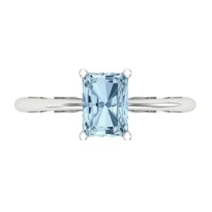 clara pucci 1.0 ct radiant cut solitaire aquamarine blue simulated diamond bridal designer anniversary engagement ring 14k white gold