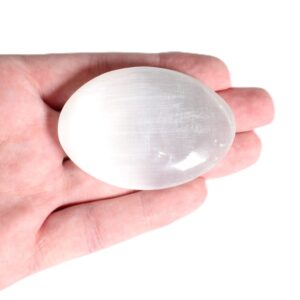 MINERALUNIVERSE Natural Selenite Crystal Palm Stone Worry Stone – Healing Stone - Large Crystal Selenite Spiritual Healing Massage Palmstone