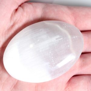 MINERALUNIVERSE Natural Selenite Crystal Palm Stone Worry Stone – Healing Stone - Large Crystal Selenite Spiritual Healing Massage Palmstone