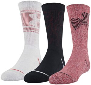 under armour youth phenom crew socks, 3-pairs , red assorted , small