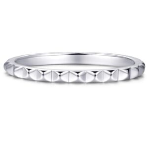 blossom & hue eternity ring [vintage pyramid] for women [size 7] teens & girls [.925 sterling silver] - delicate art deco band [hypoallergenic]