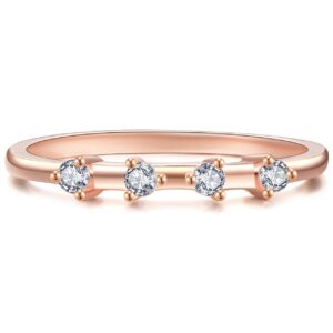 blossom & hue eternity ring [.925 sterling silver dipped in 18k rose gold] 4-stone premium cz [size 8] stacking ring [vintage art deco minimalism] [hypoallergenic]