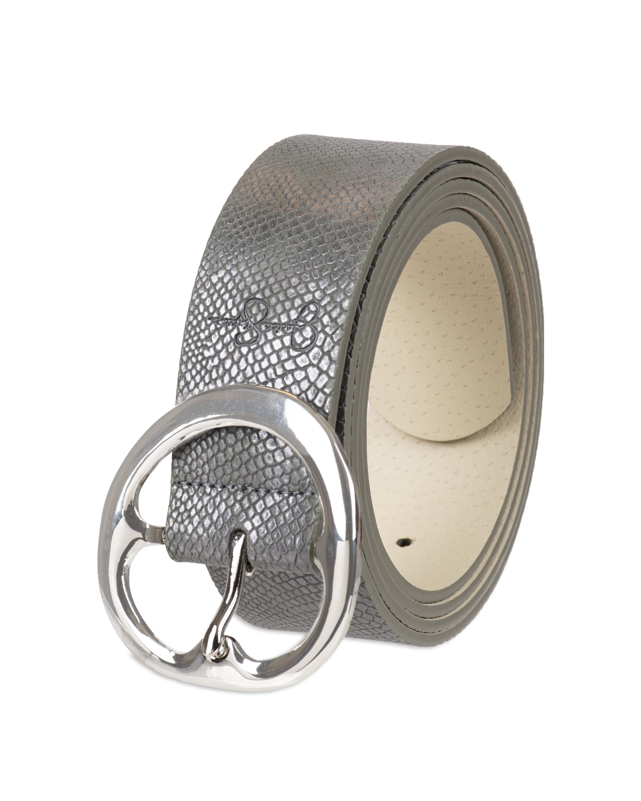 Jessica Simpson Women's Fashion Casual Belt, Grey Textured, Medium