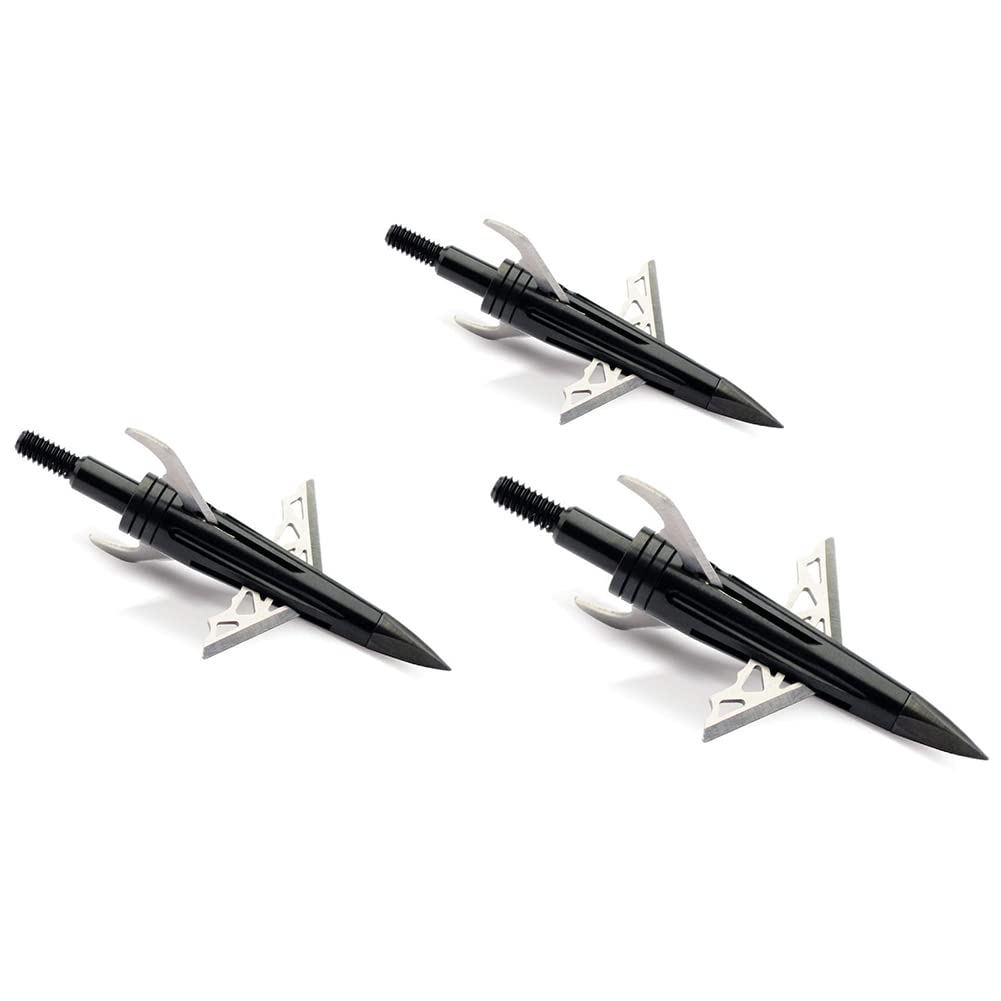 New Archery Products NAP DK4 Hunting Bow Spitfire Hybrid Mechanical 1 3/4" Cutting Diameter Compound Broadhead 3 Pieces Pack, 100 Grain,Black