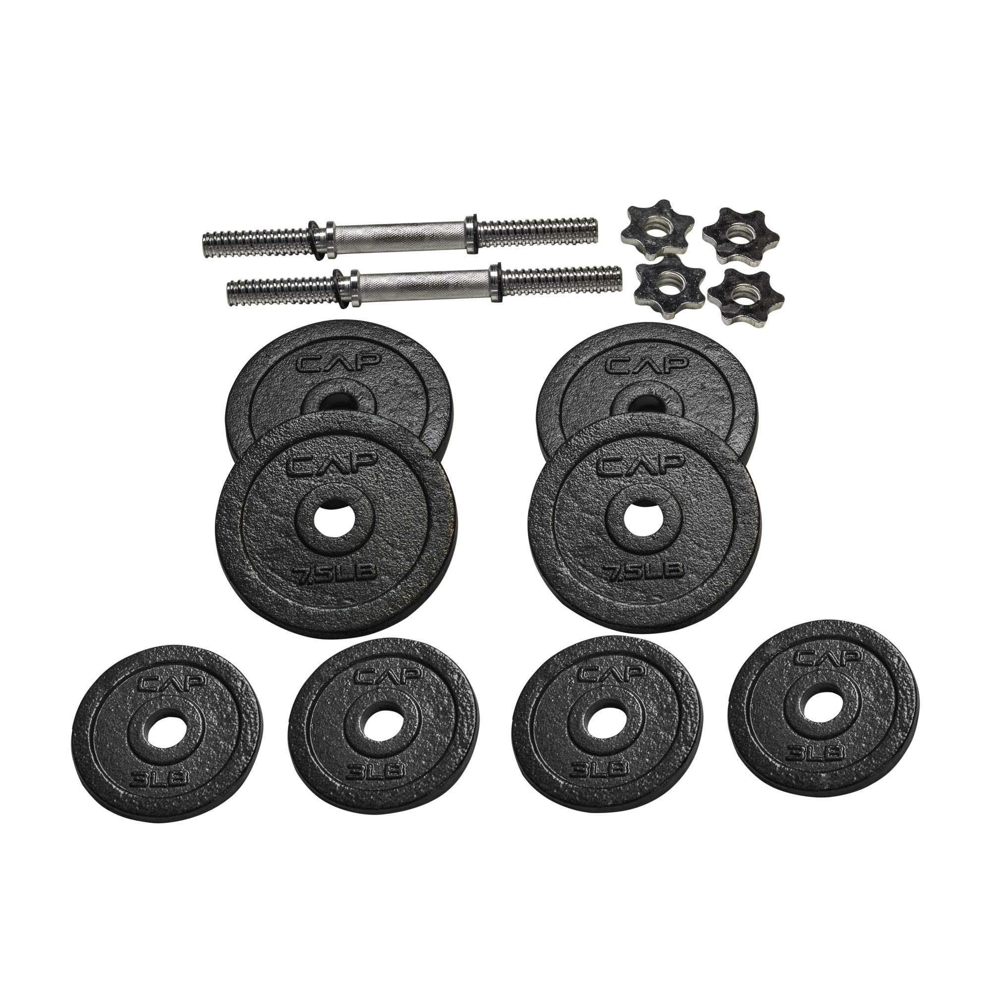 CAP Barbell 25-Pound Adjustable Dumbbell Weight Set, c. Black, 50 LB (Pair)