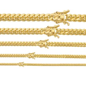 harlembling miami cuban link chain or bracelet - 14k gold plated real solid 925 silver necklace - box lock cuban link 4-10.5mm - italy (26, 5mm wide)