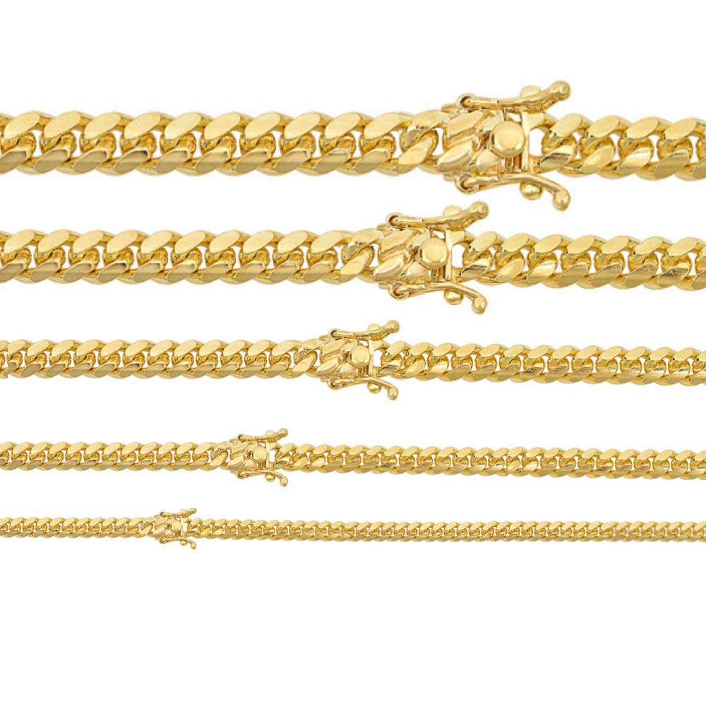 HarlemBling Miami Cuban Link Chain Or Bracelet - 14k Gold Plated Real Solid 925 Silver Necklace - Box Lock Cuban Link 4-10.5mm - Italy (26, 5mm Wide)