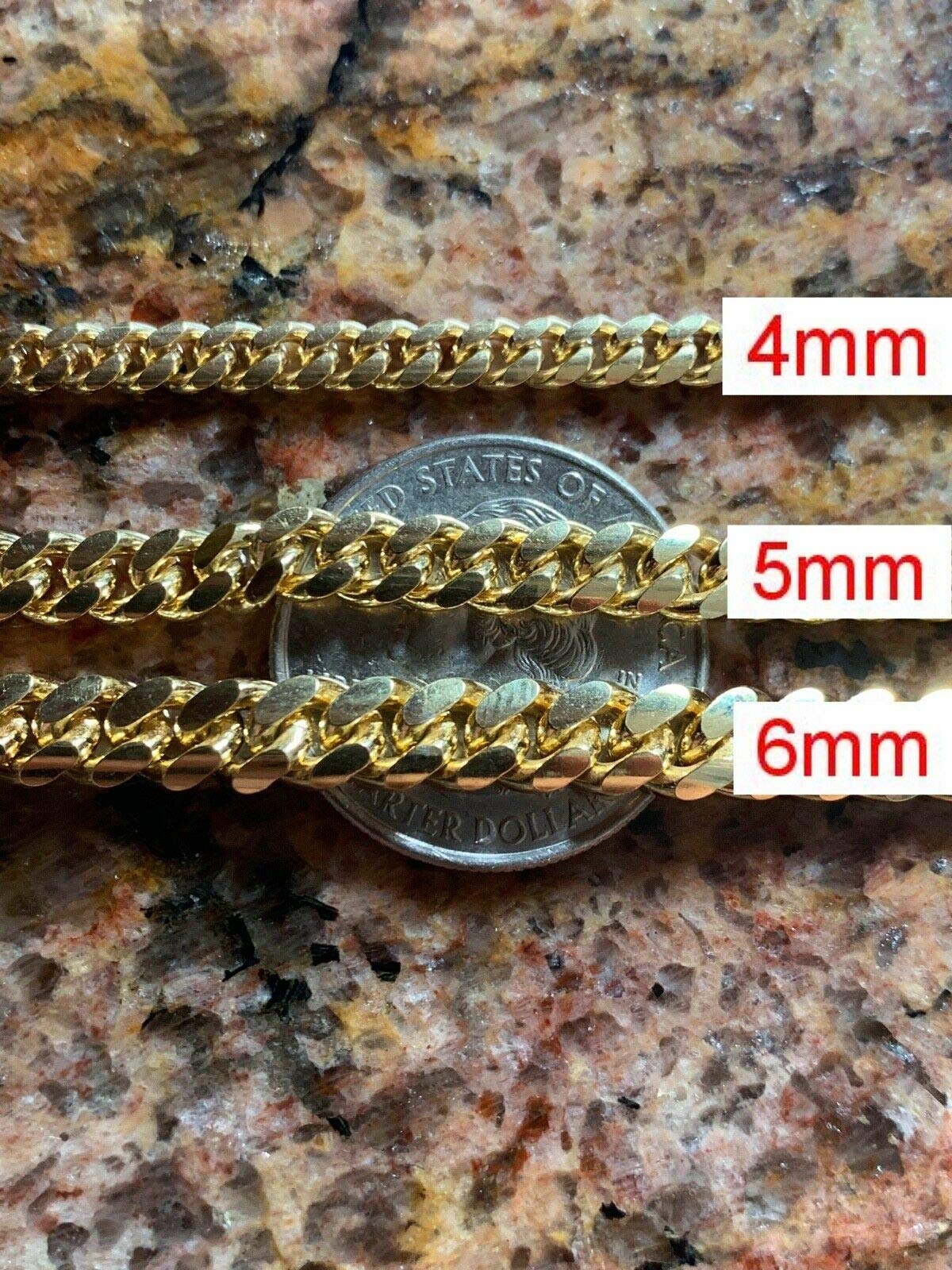 HarlemBling Miami Cuban Link Chain Or Bracelet - 14k Gold Plated Real Solid 925 Silver Necklace - Box Lock Cuban Link 4-10.5mm - Italy (26, 5mm Wide)