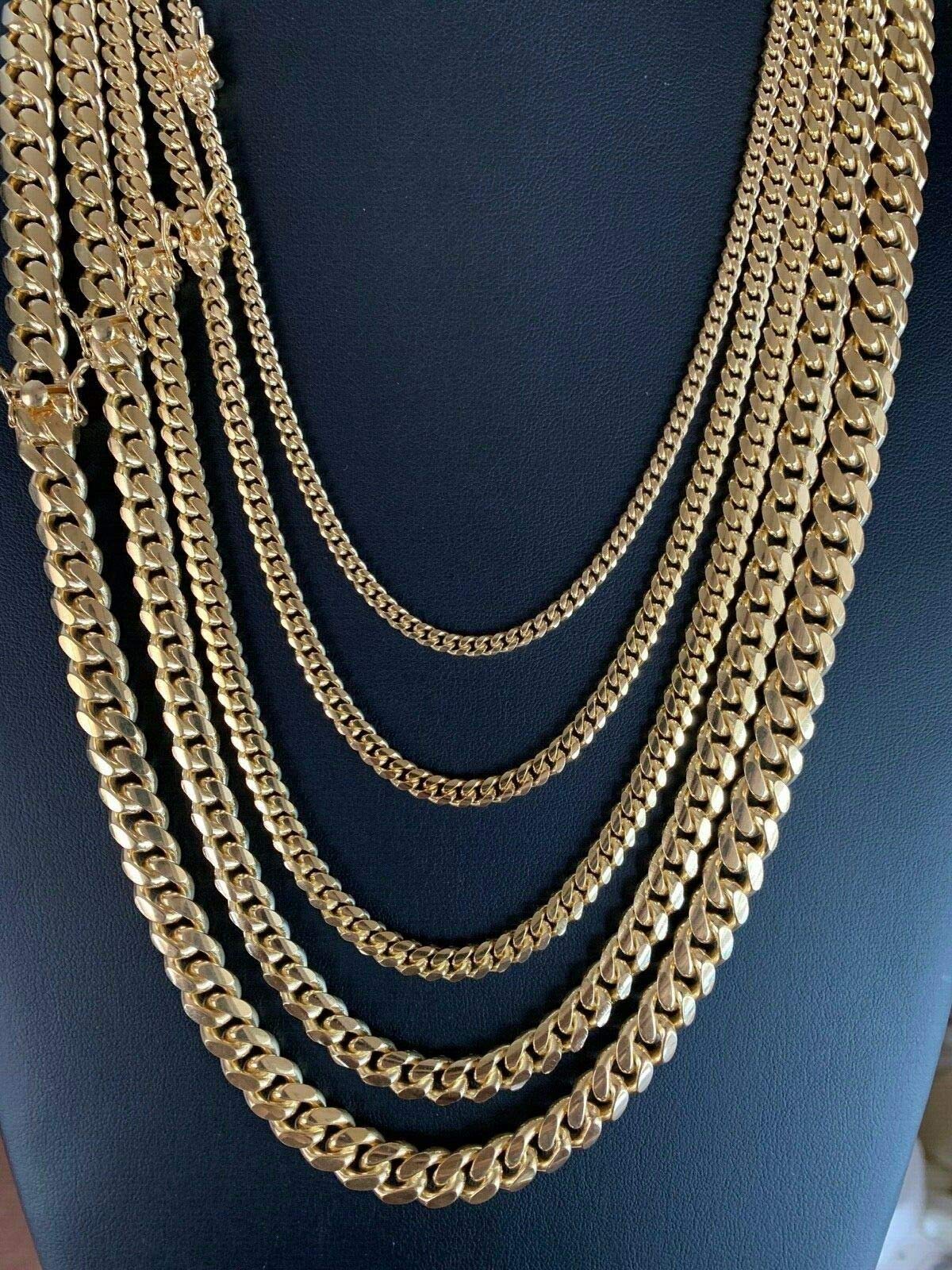 HarlemBling Miami Cuban Link Chain Or Bracelet - 14k Gold Plated Real Solid 925 Silver Necklace - Box Lock Cuban Link 4-10.5mm - Italy (26, 5mm Wide)