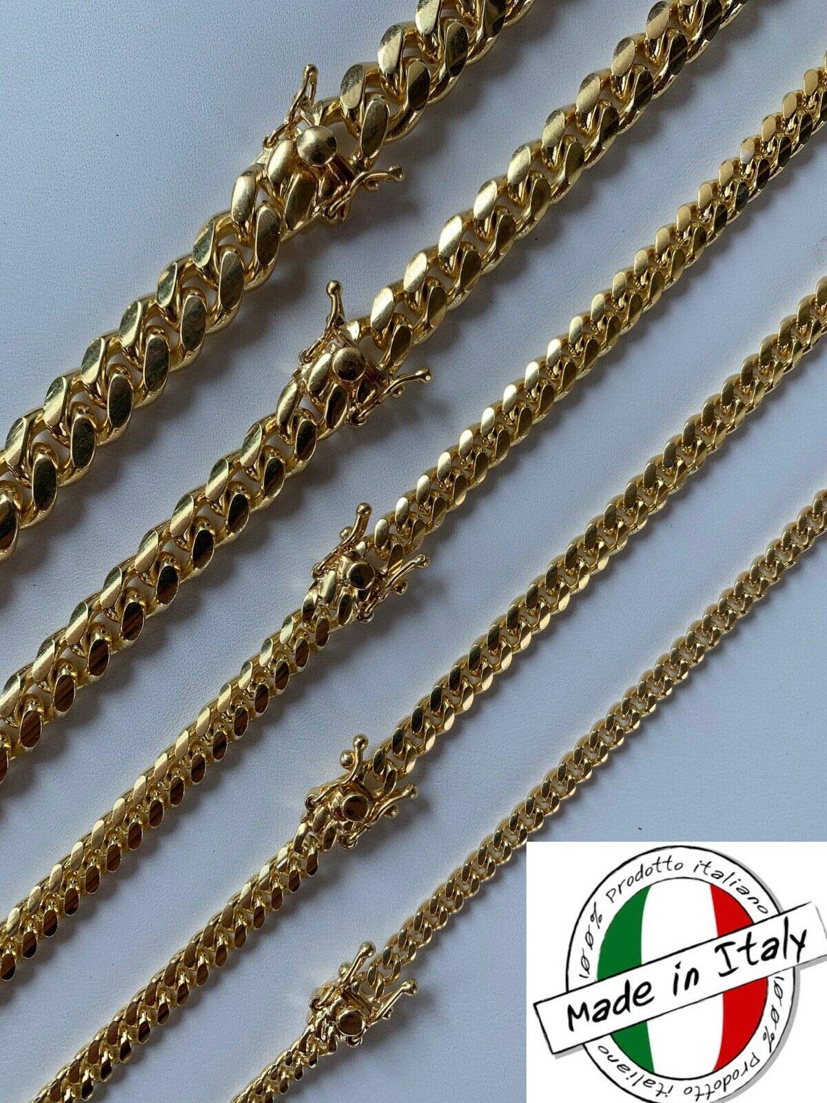 HarlemBling Miami Cuban Link Chain Or Bracelet - 14k Gold Plated Real Solid 925 Silver Necklace - Box Lock Cuban Link 4-10.5mm - Italy (26, 5mm Wide)