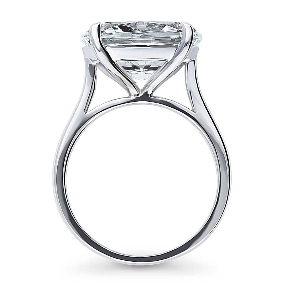 BERRICLE Sterling Silver Solitaire Wedding Engagement Rings 5.5 Carat Oval Cut Cubic Zirconia CZ Statement East-West Cocktail Ring for Women, Rhodium Plated Size 6