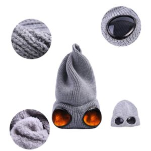 Belsen Unisex Goggle Knitted Beanie Hat Windproof Warm Winter Skull Cap (Gray)