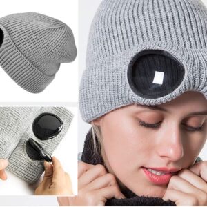 Belsen Unisex Goggle Knitted Beanie Hat Windproof Warm Winter Skull Cap (Gray)