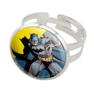 graphics & more batman character silver plated adjustable novelty ring