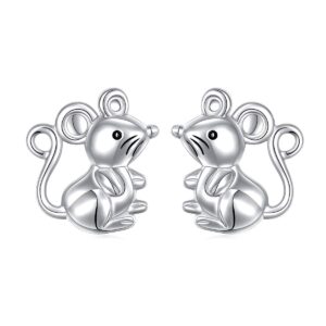 christmas gift s925 sterling silver cute animal mouse stud earrings gift for women