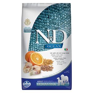 farmina n&d ocean dog dry med/maxi cod spelt oats orange 5.5 pounds