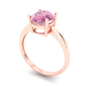 Clara Pucci 2.0 ct Oval Cut Solitaire Pink Simulated Diamond Wedding Bridal Designer Anniversary Engagement Ring Real 14k Rose Gold