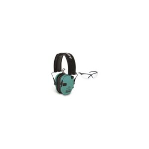 Walkers Razor Slim Electronic Shooting Range Earmuffs (Teal) Bundle with Glasses Kit (2 Items)