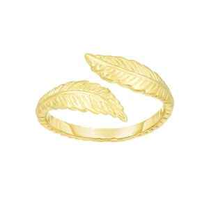 jewelry affairs 14k yellow gold leaf adjustable toe ring 9mm