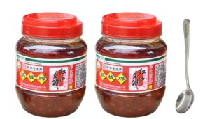 sichuan pixian boad bean paste with red chili oil - 17.6 oz (500g) 2 pack with free steel spoon (2-pack)