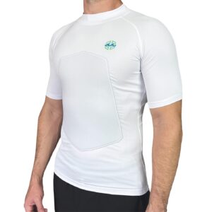 ribby spf 50+ 5mm padded rash guard for surfing, boogie, scuba white