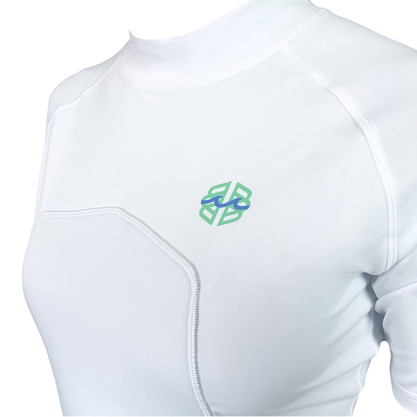 RIBBY SPF 50+ 5mm Padded Rash Guard for Surfing, Boogie, Scuba White