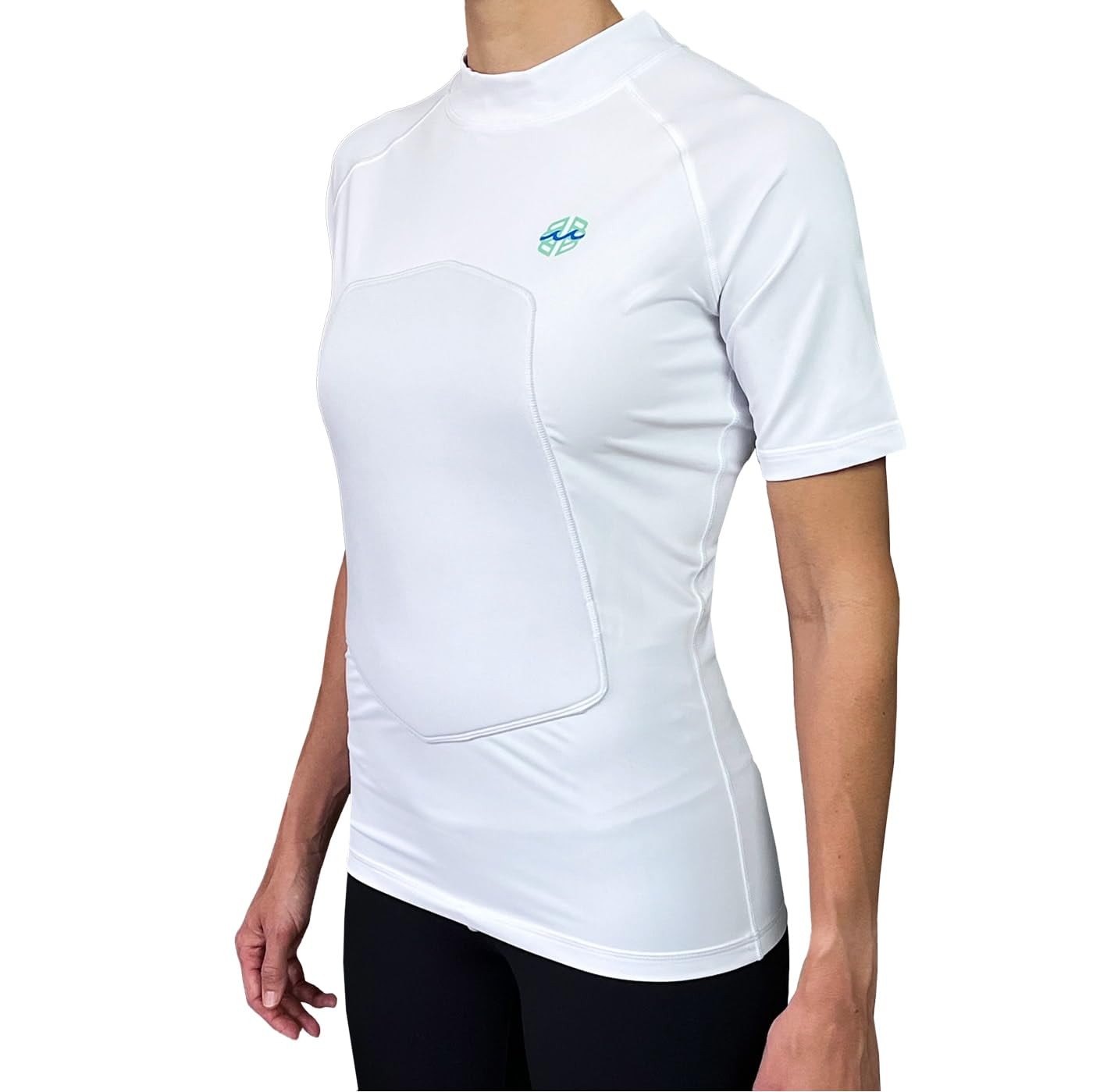 RIBBY SPF 50+ 5mm Padded Rash Guard for Surfing, Boogie, Scuba White