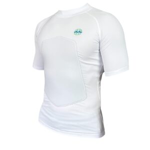 RIBBY SPF 50+ 5mm Padded Rash Guard for Surfing, Boogie, Scuba White