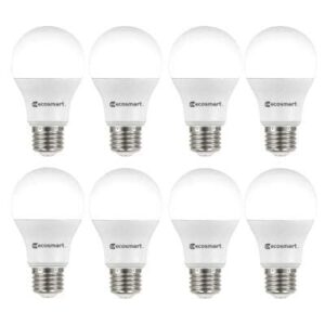 ecosmart 60-watt equivalent a19 non-dimmable led light bulb soft white (8-pack)