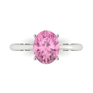 clara pucci 2.0 ct oval cut solitaire pink simulated diamond wedding bridal designer anniversary engagement ring real 14k white gold