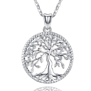 odinstone tree of life necklace, sterling silver pendant for women, best jewelry gifts for mom/wife/grandma(with fine gift box)