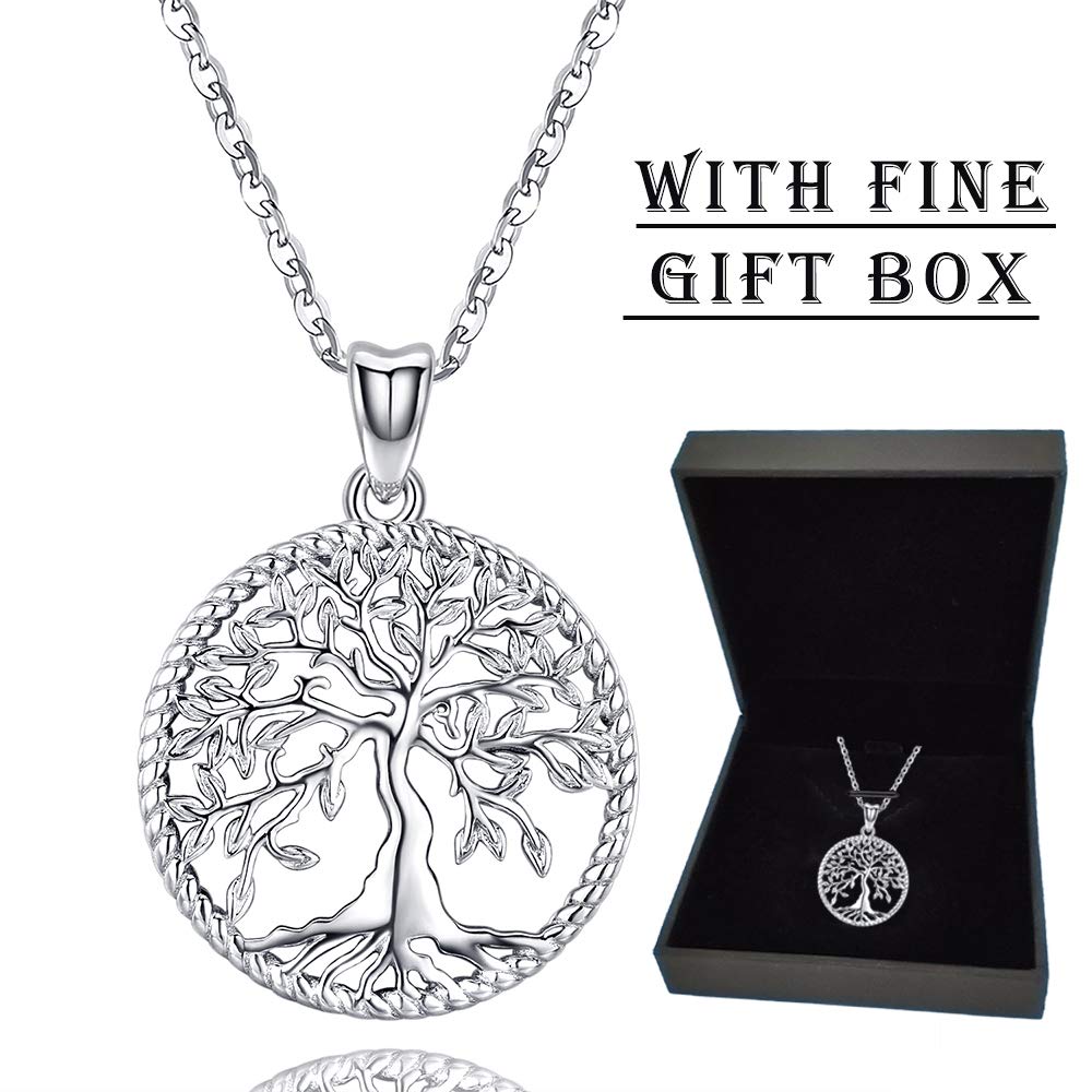 Odinstone Tree of Life Necklace, Sterling Silver Pendant for Women, Best Jewelry Gifts For Mom/Wife/Grandma(With Fine Gift Box)