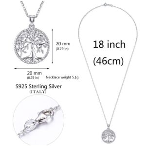 Odinstone Tree of Life Necklace, Sterling Silver Pendant for Women, Best Jewelry Gifts For Mom/Wife/Grandma(With Fine Gift Box)