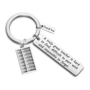 math teacher thank you keychain a truly great teacher is hard to find retirement gift for teacher (abacus)