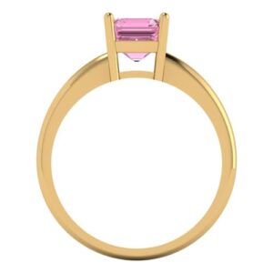 Clara Pucci 1.0 ct Asscher Cut Solitaire Pink Simulated Diamond Wedding Bridal Designer Anniversary Engagement Ring Real 14k Yellow Gold