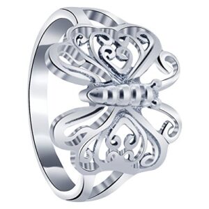 gem avenue 925 sterling silver butterfly ring with a polished finish, perfect for women who wear size 7