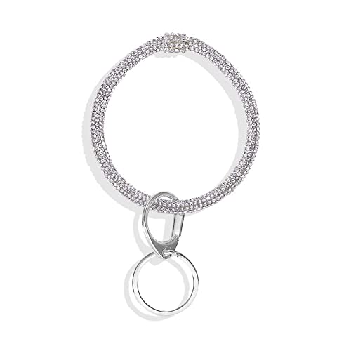 Bling Buy Rhinestone Wearable Keyring Bangle Sparkle Bracelet keychain Wristlet Key Chain for Women, Silver, 3 Inch