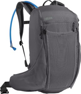 camelbak women's shasta hike hydration pack - integrated rain cover , castlerock grey/lake blue, 100 oz