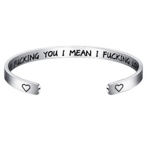 love bracelet for women i love fucking you i mean i fucking love you mantra cuff bracelet funny anniversary valentine’s day gift for wife girlfriend lover