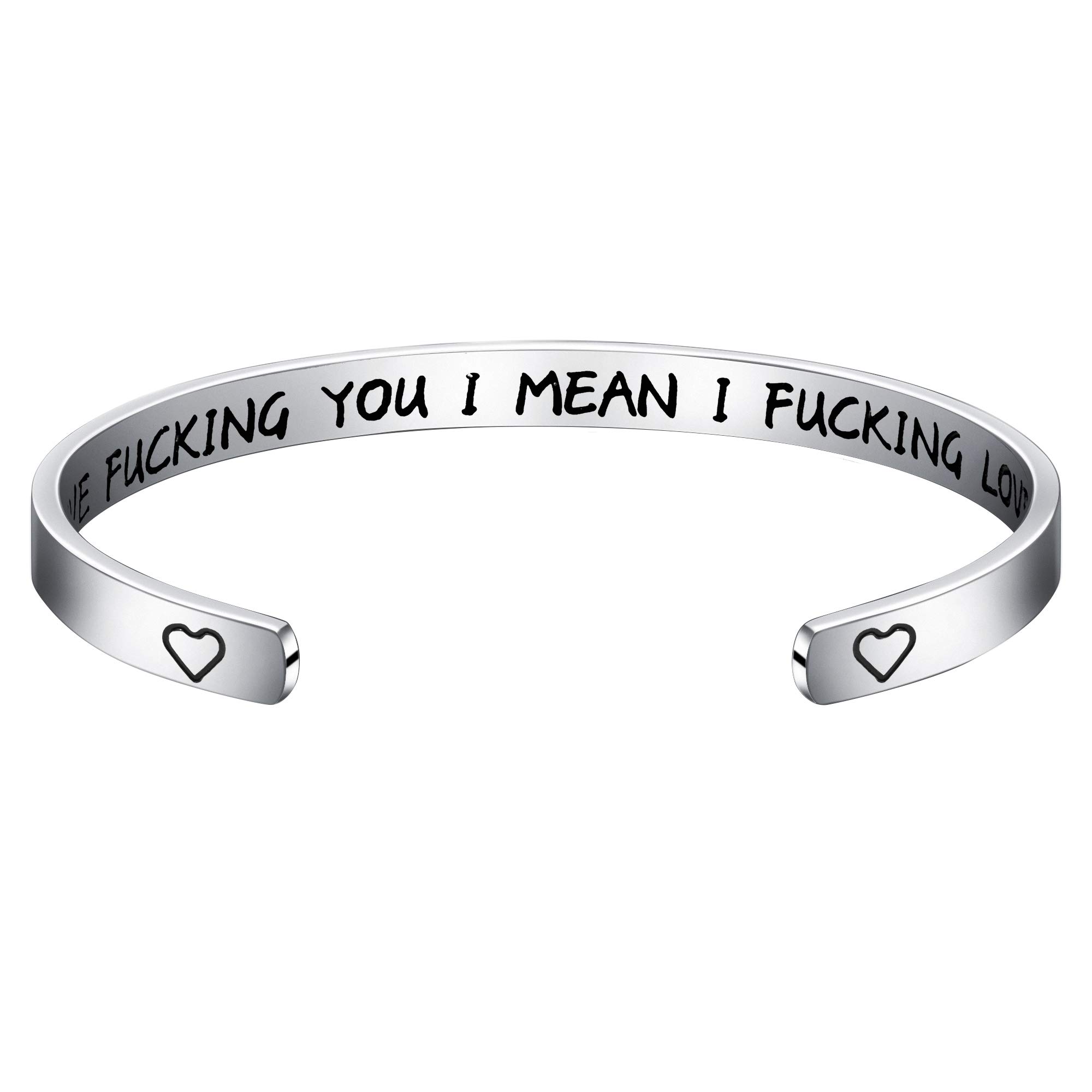 Love Bracelet for Women I Love Fucking You I Mean I Fucking Love You Mantra Cuff Bracelet Funny Anniversary Valentine’s Day Gift for Wife Girlfriend Lover